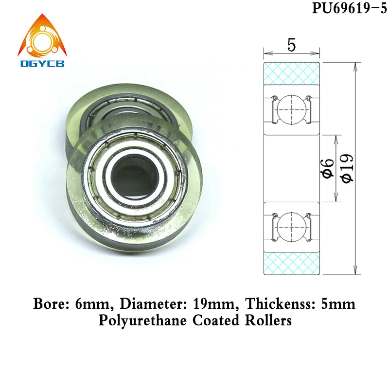 1pc-OD-19mm-PU-Coated-Rollers-With-696-Bearing-6x19x5-mm-PU69619-5 ...