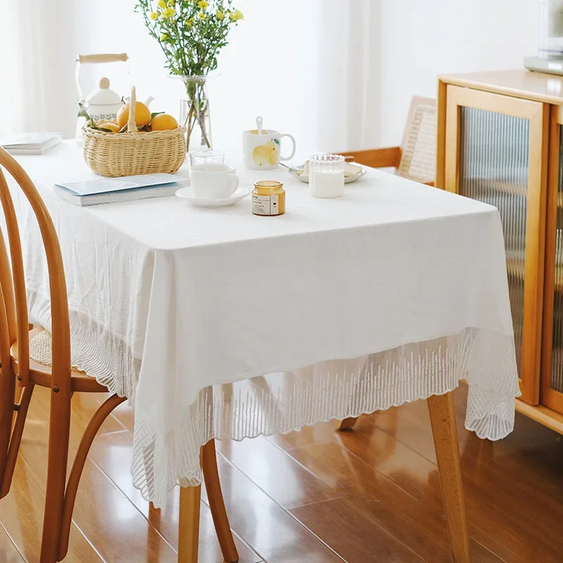 Cotton-Lace-Edge-Tablecloth-Solid-Color-Washable-Coffee-Table-Cover-for ...