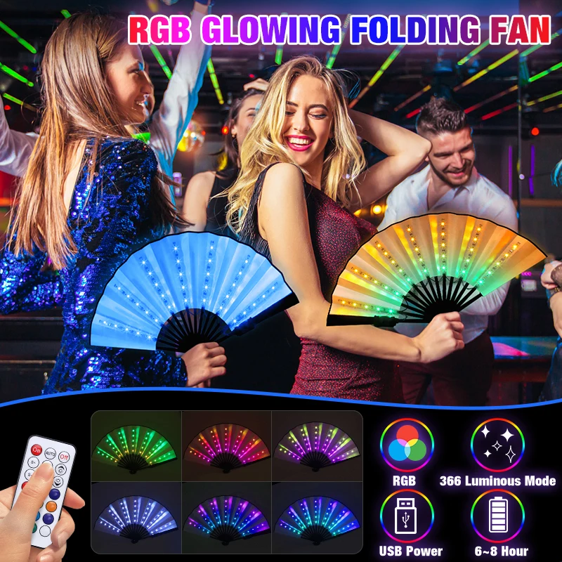 Rave-Folding-Led-Fan-Handheld-Folding-Fan-with-Remote-Control-Stage ...