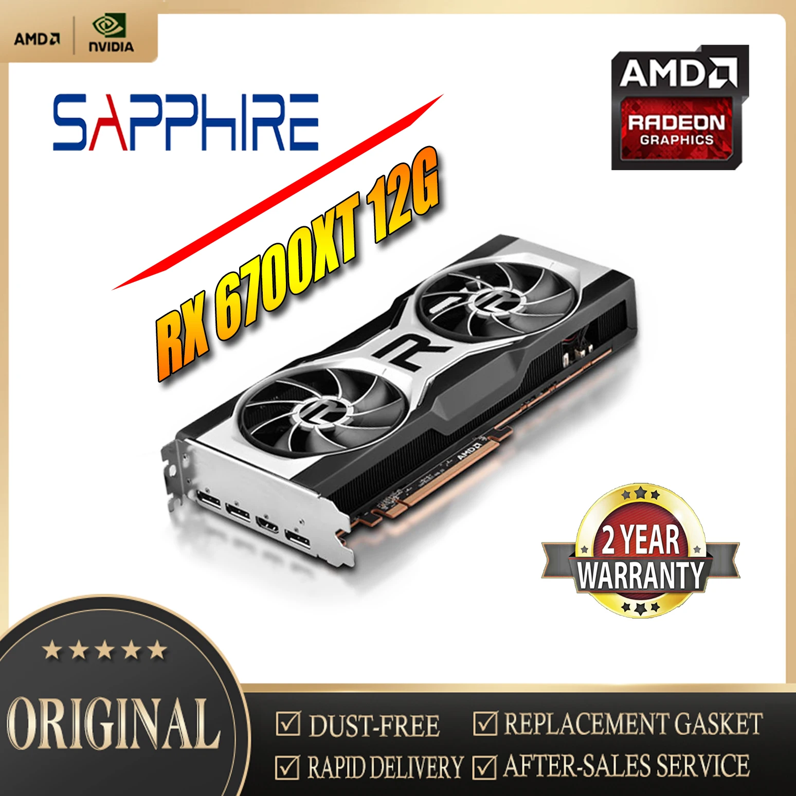 SAPPHIRE AMD Radeon RX6700XT 12G AMD FOUNDER 7nm 192bit 256Bit Graphics ...