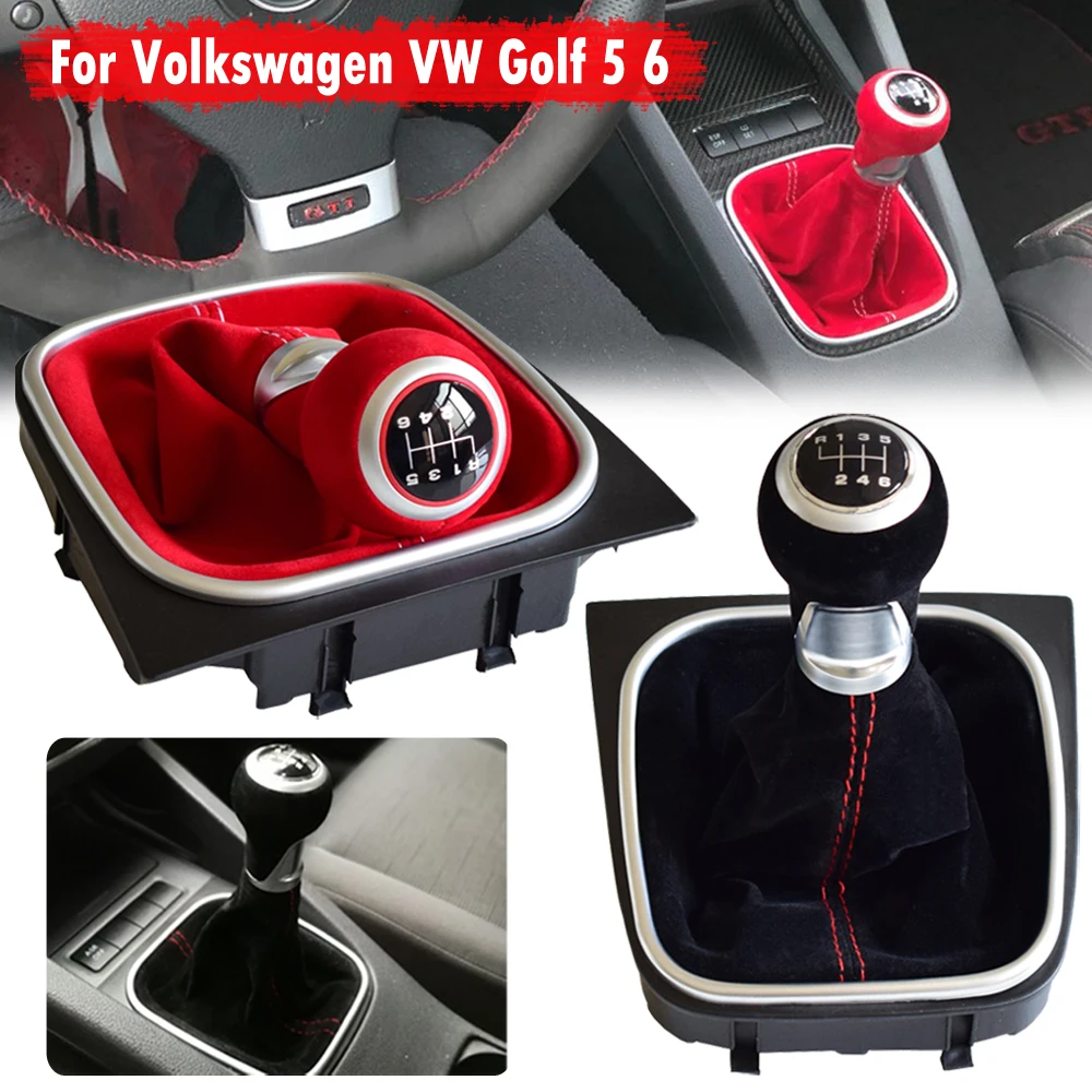 2019 New 5/6 Speed Suede Leather Complete Gear Shift Knob boot cover ...
