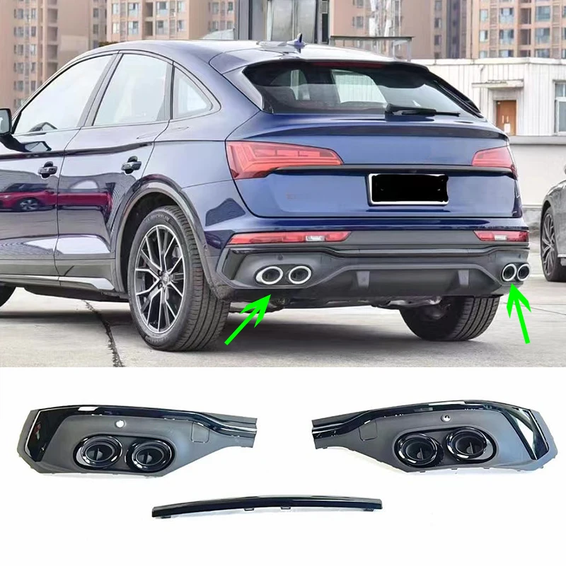 Q5-2021-2022-Sportback-Rear-Bumper-Lip-Diffuser-Spoiler-With-Exhaust ...