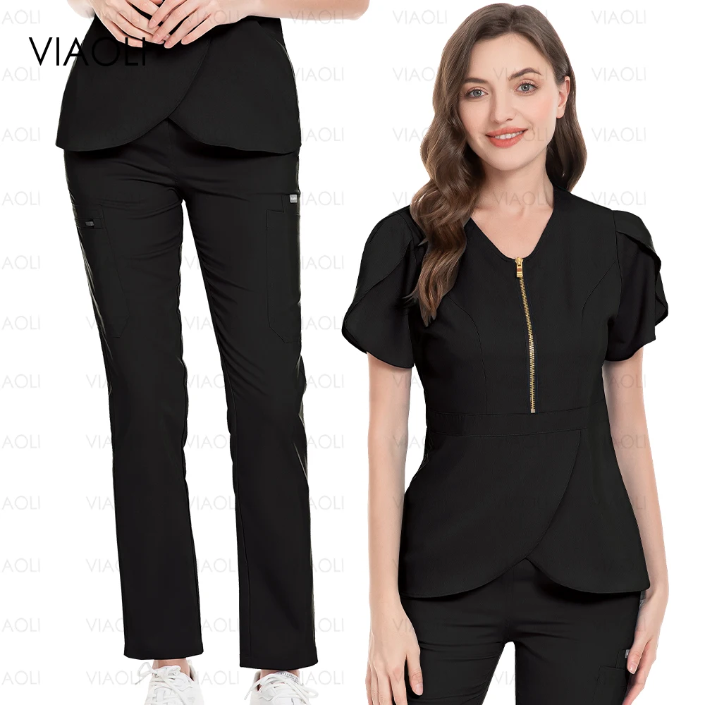 Hospital Nurse Doctor Nursing Uniform Women Fashion V-neck Beautician ...