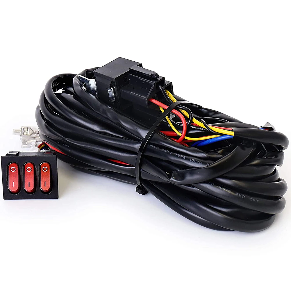 2-Leads-Wiring-Harness-Kit-with-3-On-Off-Switches-12V-4-Wires-LED-Side ...