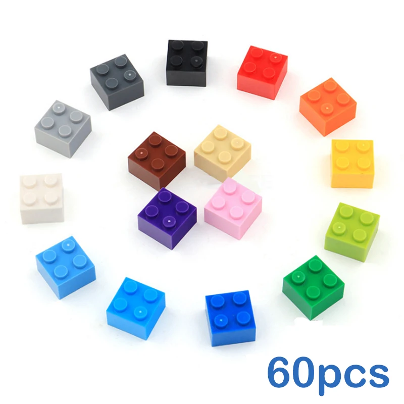 60pcs-DIY-Building-Blocks-Thick-Figures-Bricks-2x2-Dots-Educational ...