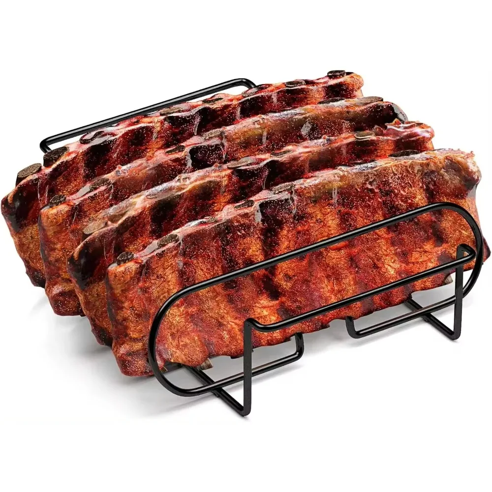 Non-Stick-Rib-Rack-Holds-4-Rib-Racks-for-Grilling-Barbecuing-Perfect ...