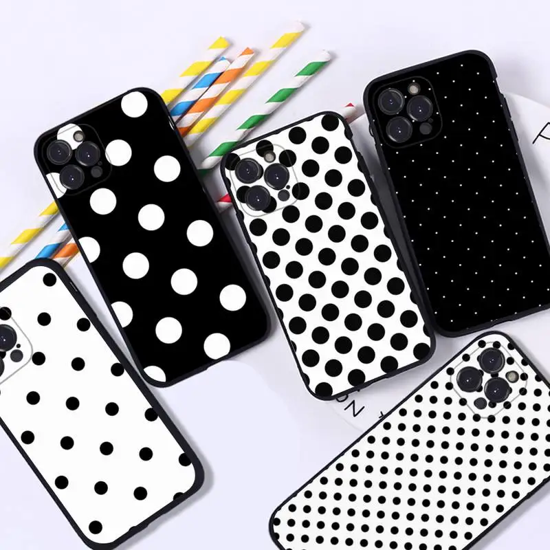 Elegant Black and White Polka Dot Shockproof Non - Slip Phone Case ...
