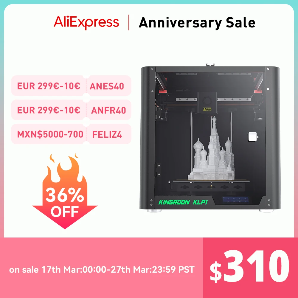 KINGROON-KLP1-Professional-3D-Printer-klipper-500mm-s-High-Speed-Auto ...