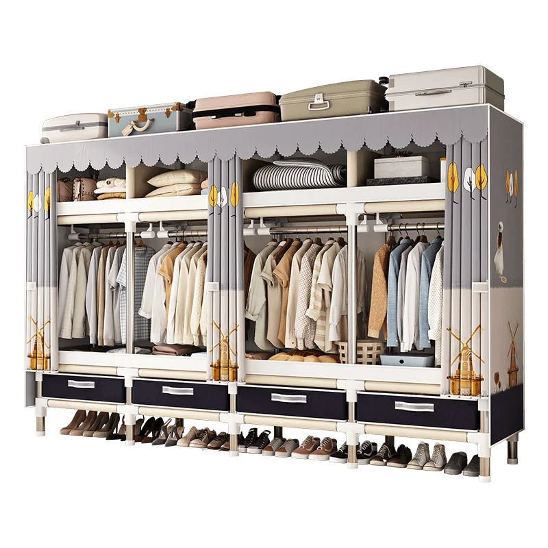 Spacious-Durable-Stainless-Steel-Wardrobe-with-Dustproof-Cover-Ideal ...