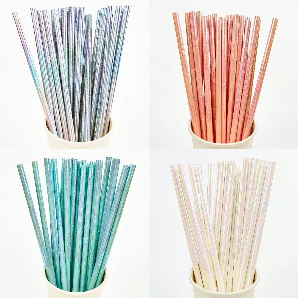 25Pcs-Pearlescent-Bronzing-Paper-Straws-Pink-Bule-Drinking-Straw ...
