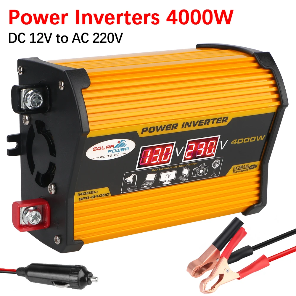12v-220v-Voltage-Converter-Adapter-Inverter-Universal-4000W-Car ...