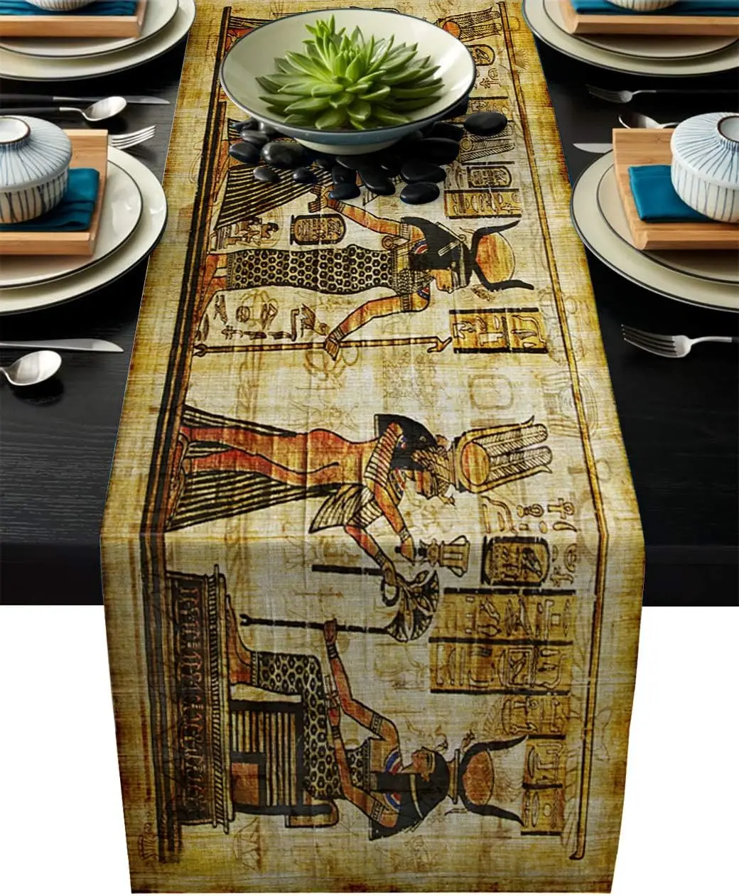 Ancient-Egyptian-Civilization-Mural-Linen-Table-Runners-Dresser-Scarf ...