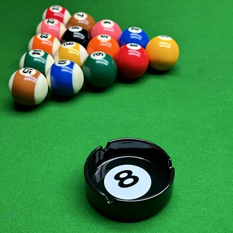 Unique Black Eight Ceramic Ashtray Perfect For Billiard Rooms Home Bars ...