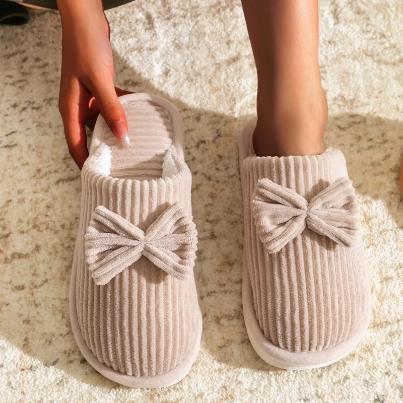 Fashion-Women-s-Bow-Slippers-Fall-Winter-Indoor-Bedroom-Floor ...