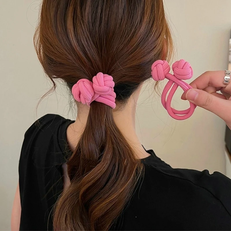 Fashion-1-2pcs-Pink-Hairtie-Ponyhair-Thick-Hair-Elastic-Rubber-Bands ...