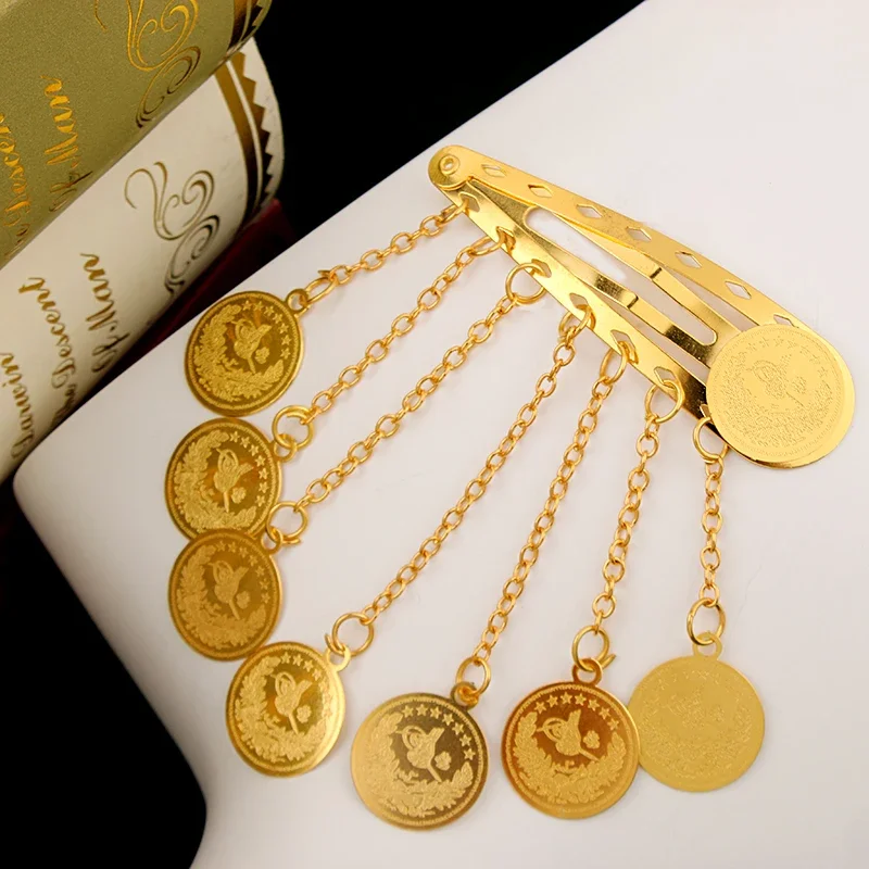 Turkish-Coin-Hair-Clips-Gold-Plated-Arabic-Women-Hair-Jewelry-Metal ...