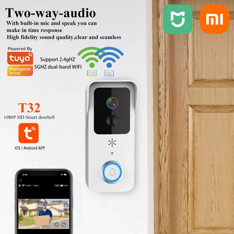Xiaomi 5G 2.4G Wifi Video Doorbell 1080P Tuya Smart Outdoor Wireless ...