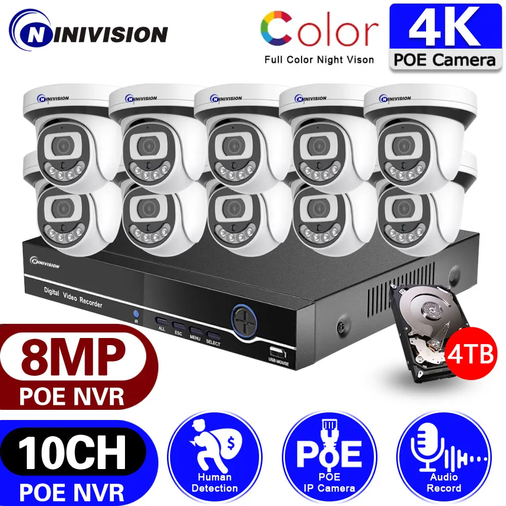 4K-10CH-Video-Surveillance-Camera-POE-8MP-Color-Night-Vision-Security ...
