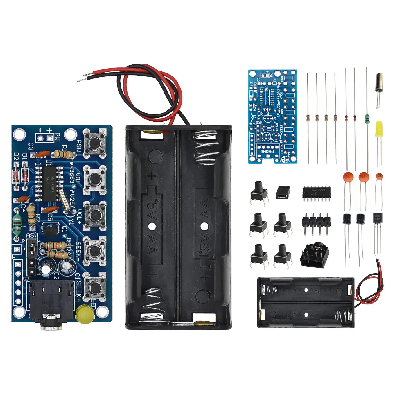 DIY Electronic Kits Wireless Stereo FM Radio Receiver Module PCB 76MHz ...