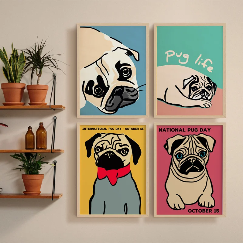 International-Pug-Day-Poster-Canvas-Print-Painting-Posters-Cute-and ...