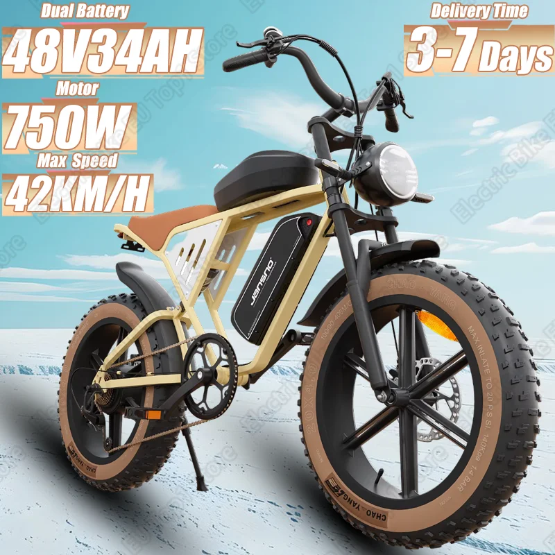 JANSNO-X70-Electric-Bike-750W-Powerful-Motor-48V34AH-Dual-Lithium ...