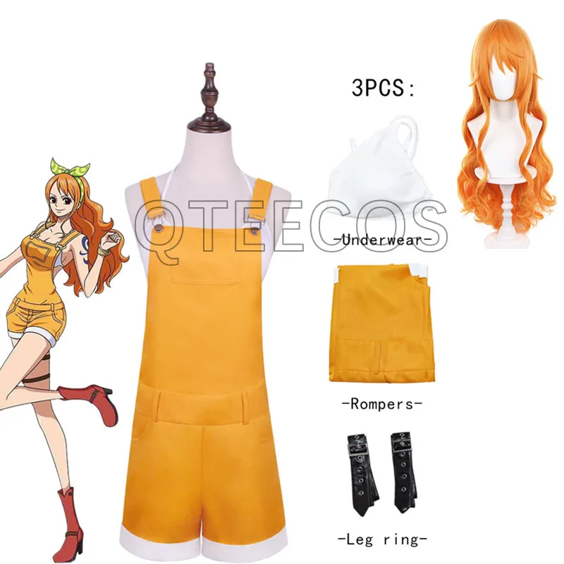 Anime Nami Cosplay Costume One Yellow Overalls Jumpsuit Woman ...