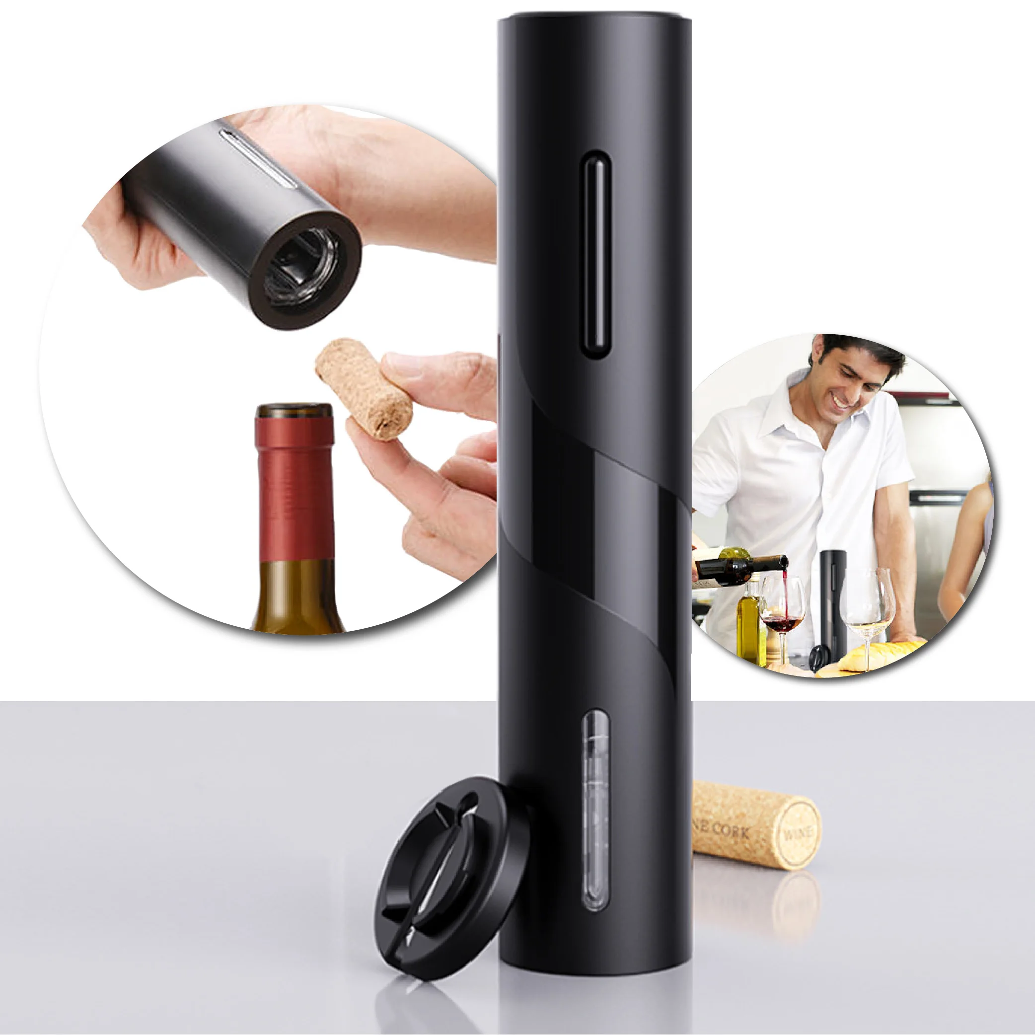 Abridor De Vinho Somellier Saca Rolhas A Pilha Automático Com Corta ...