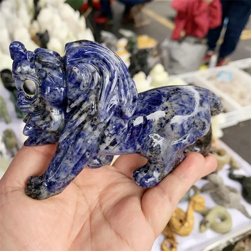Natural-Blue-Sodalite-Lion-Carving-Room-Decoration-Healing-Crystal ...