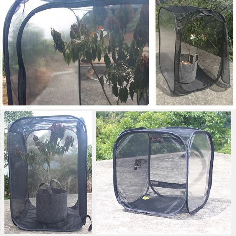 Butterfly-Breeding-Cage-Insect-Boxes-Polyester-Mesh-Zipper-Design-Black ...