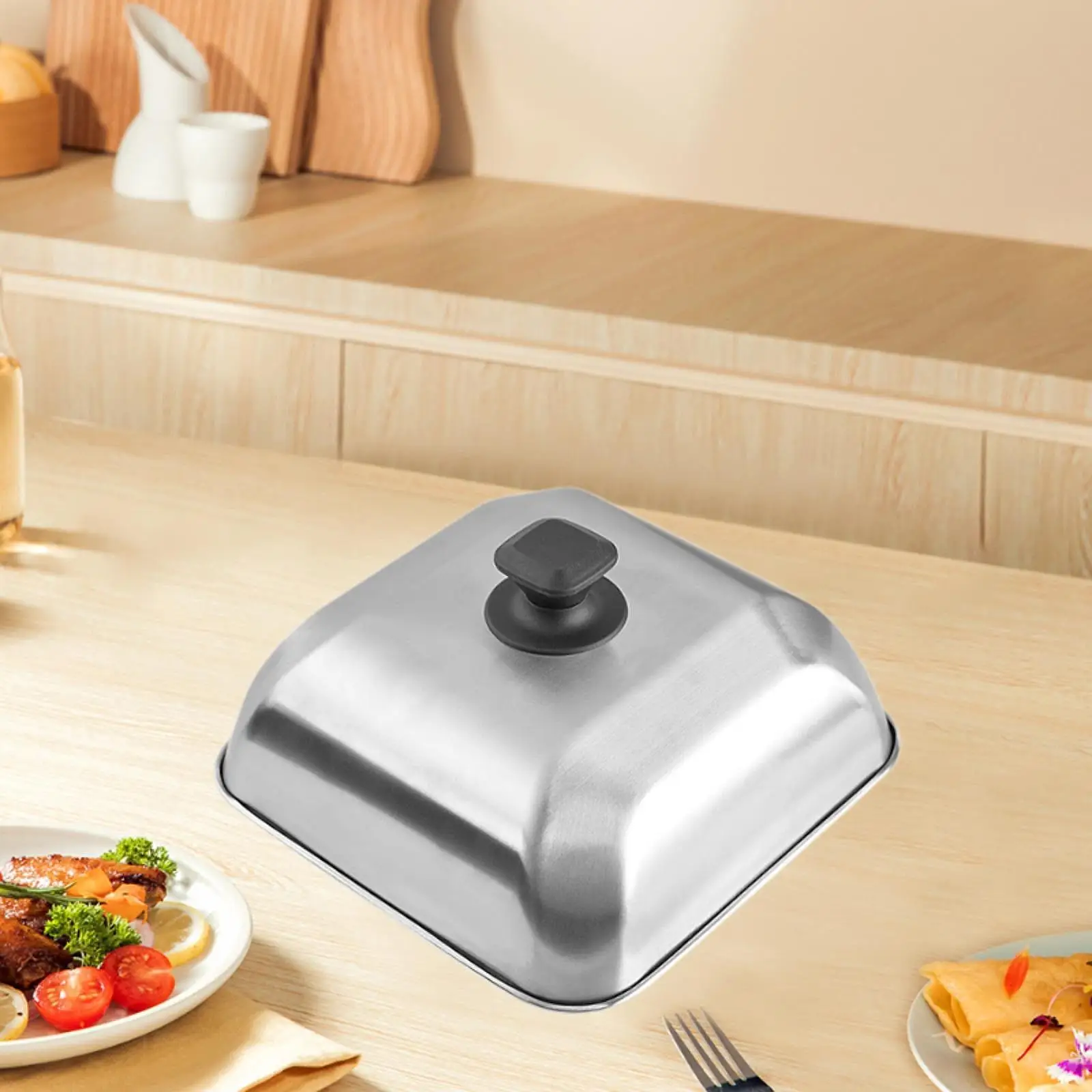 Rectangular Basting Cover, Stainless Steel Cheese Melting Dome Steaming ...
