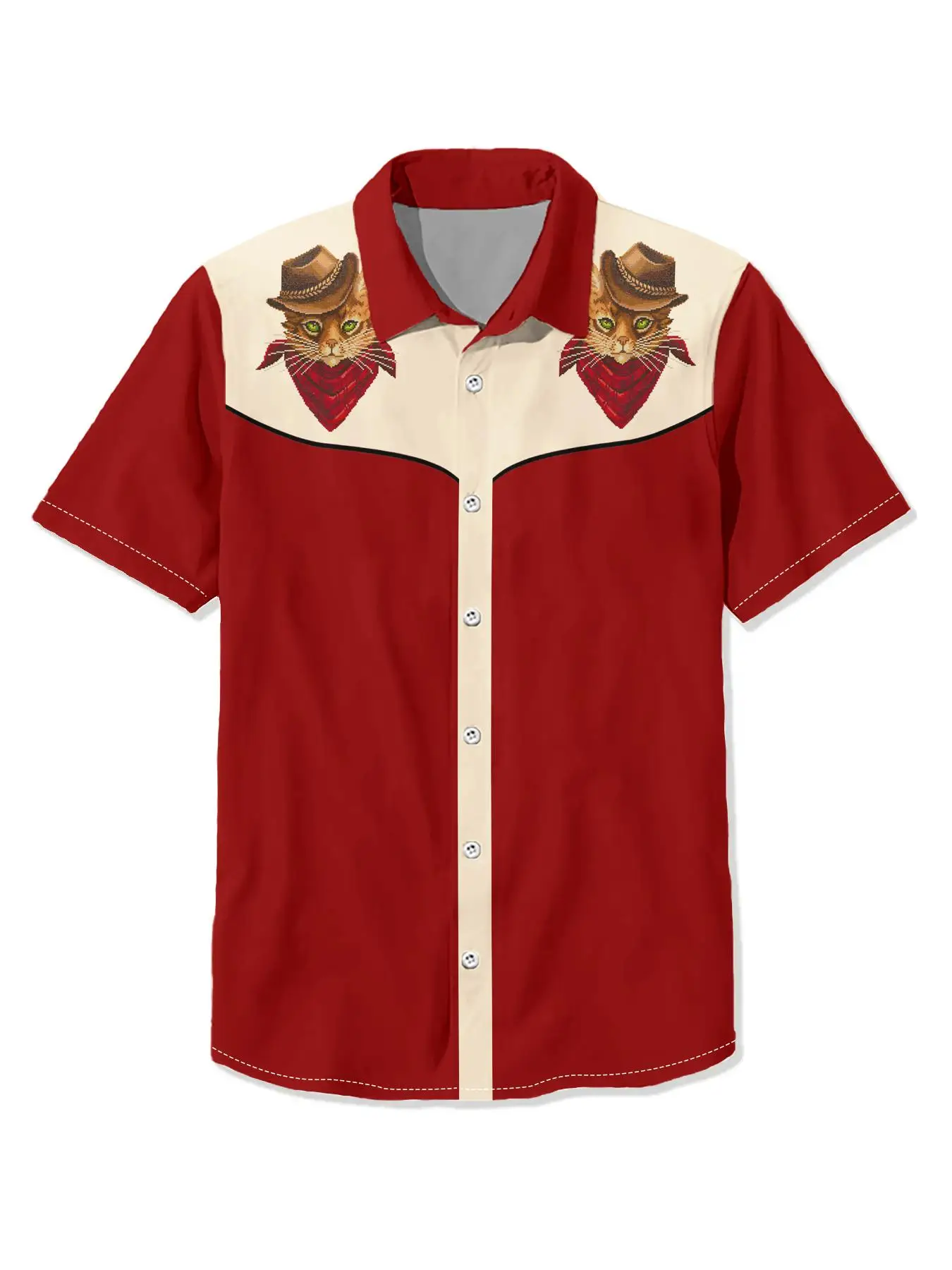 West-Cowboy-Shirts-For-Men-Vintage-Short-Sleeved-Shirt-Tops-Ethnic ...