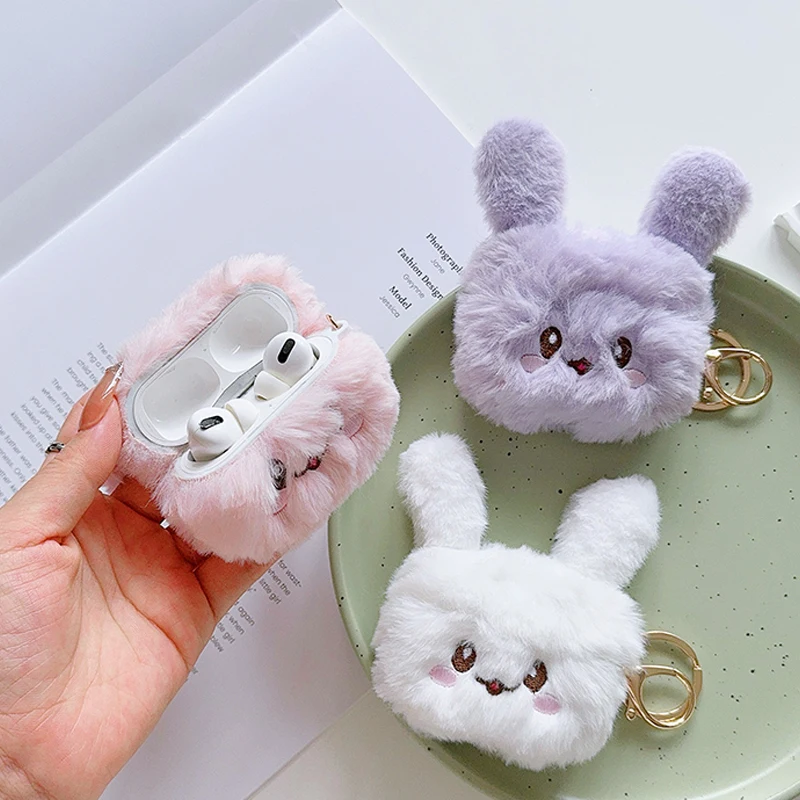 Funny Fluffy Plush Warm Women Girls Cover For Airpods Pro 3 2 1 Air ...