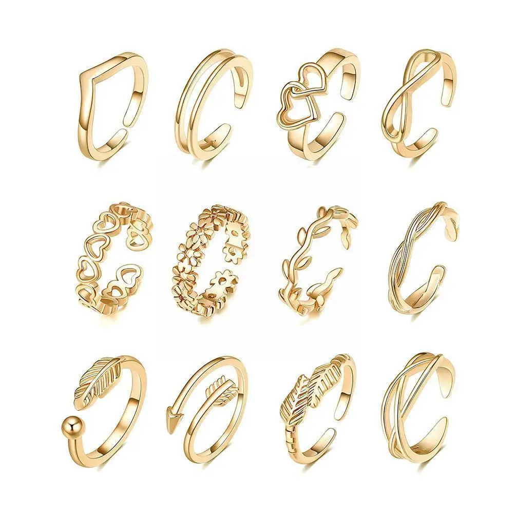 12pcs-Adjustable-Toe-Rings-For-Women-Girls-Simple-Beach-Open-Toe-Set ...