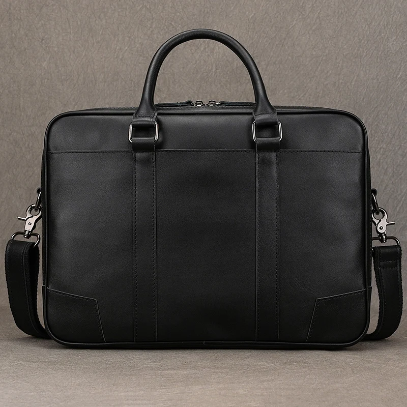 14“ Luxury Men Handbags Genuine Leather Shoulder Bag Crossbody Laptop ...