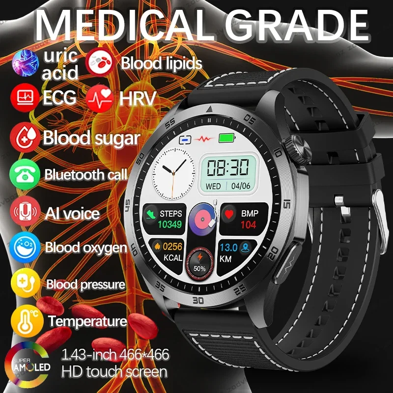2024-New-Medical-Grade-Smart-Watch-Blood-Sugar-Blood-Lipid-Uric-Acid ...