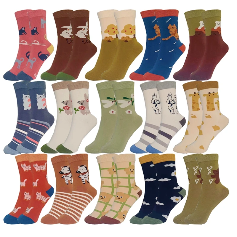 Women-s-Fashion-Colorful-Socks-Cute-Cartoon-Animal-Cat-Rabbit-Zebra ...