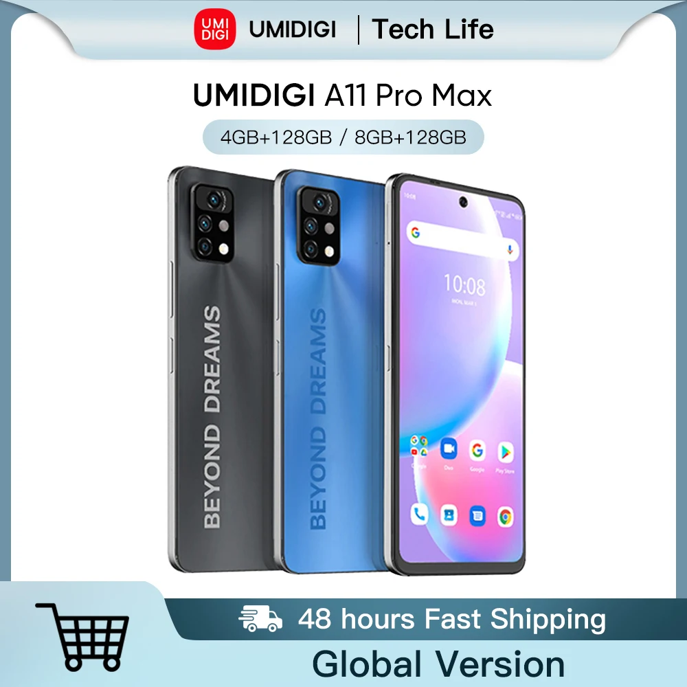 UMIDIGI A11 Pro Max Global Version 6.8"FHD+ Screen Smartphone 128GB Helio G80 48MP AI Triple ...