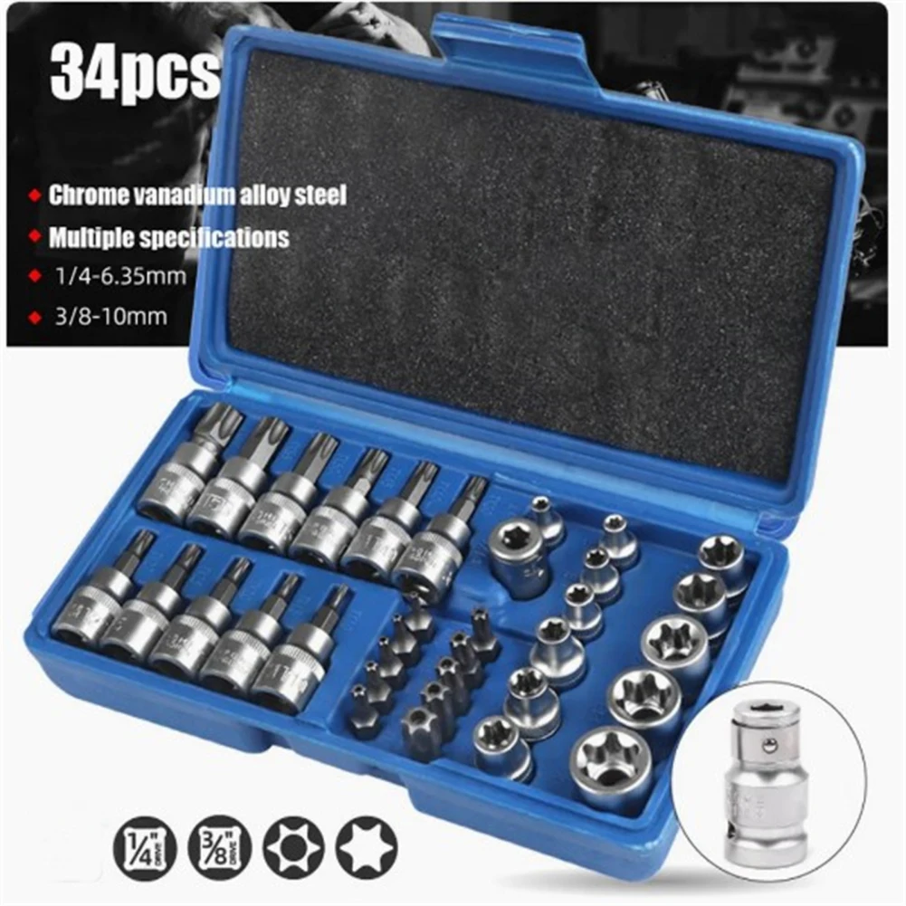 34Pcs-Torx-Star-Sockets-Security-Bit-Set-5-16-Hex-Socket-Screw-3-8 ...