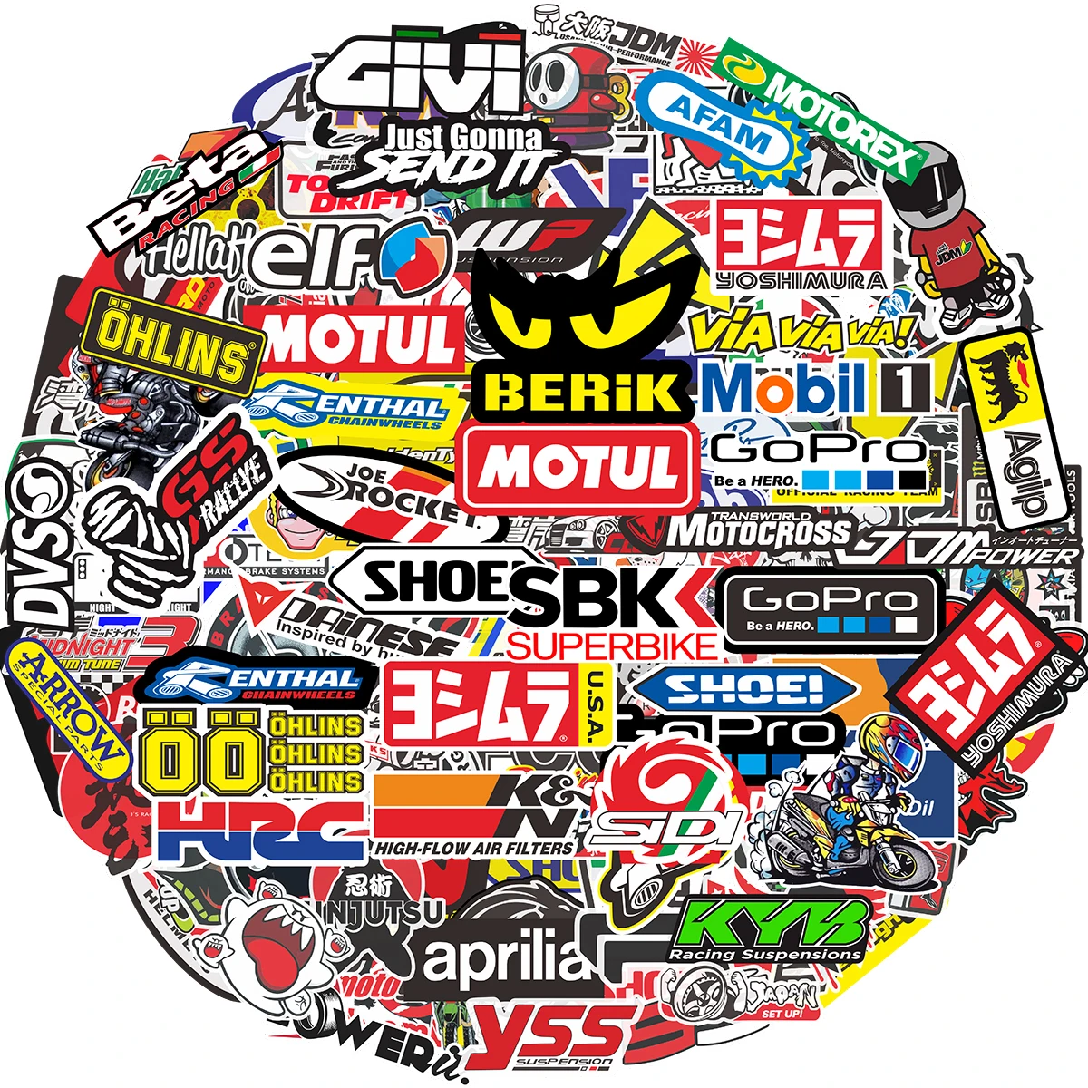 40-80pcs-Random-Motorcycle-Stickers-Decals-Car-Bike-Helmet-Tank-Racing ...