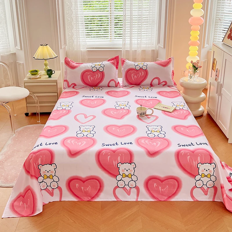 Pink-Love-Tema-Bed-Sheet-Set-len-is-macios-Skin-Friendly-desenhos ...