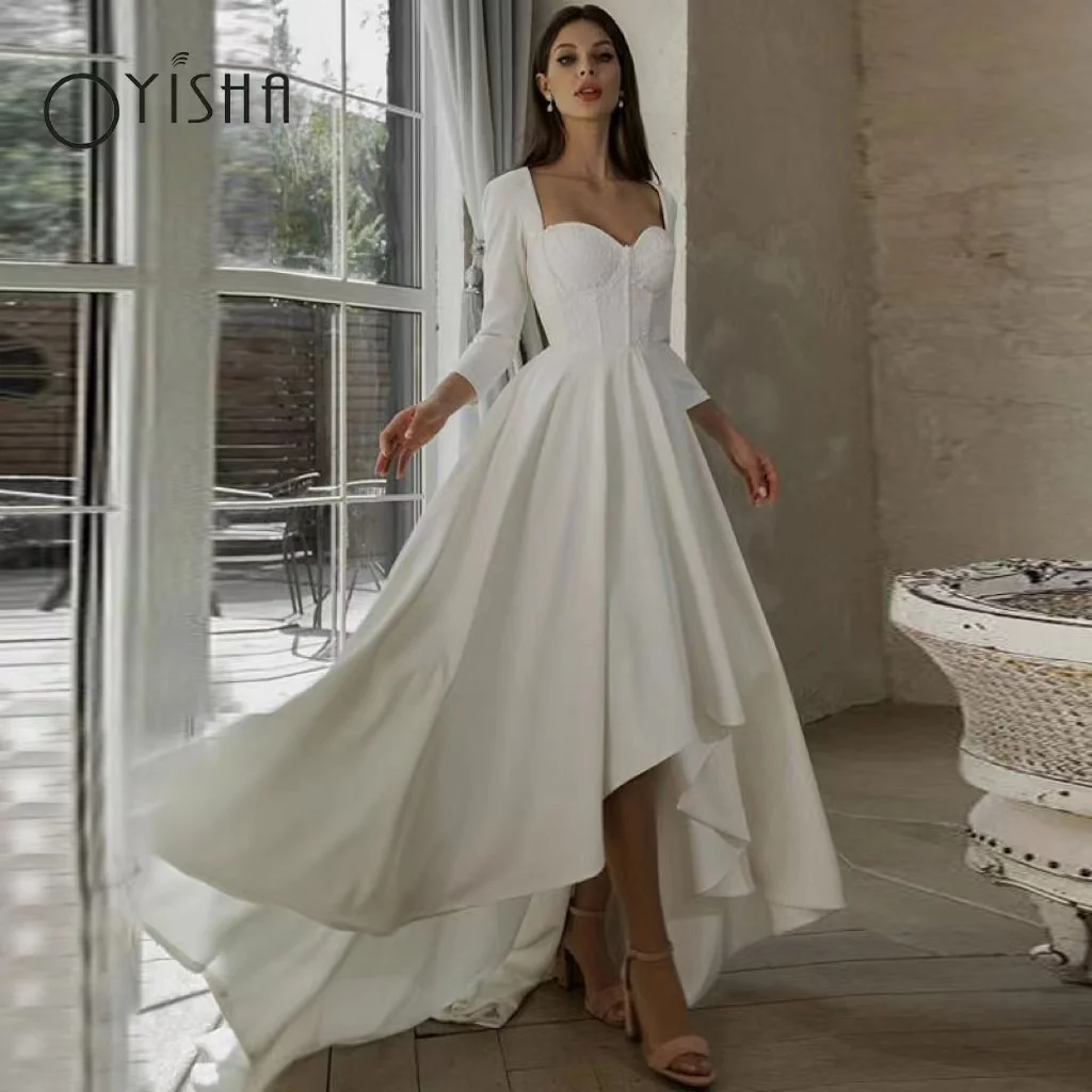 Elegant Satin Wedding Dresses | Asymmetrical Wedding Dresses - Wedding ...