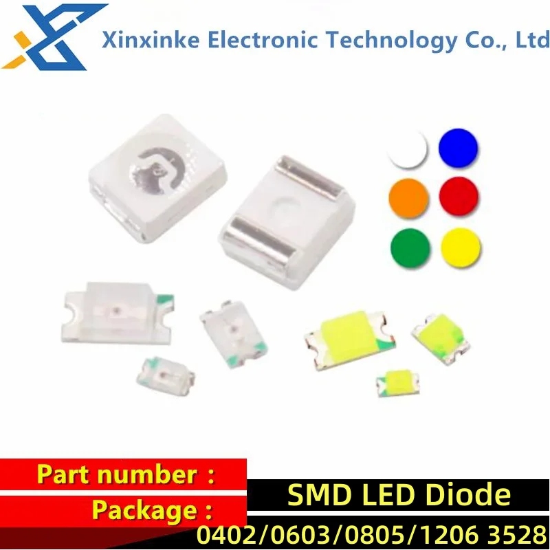 100PCS 0402 0603 0805 1206 3528 5050 5730 3020 3014 4014 SMD LED Red ...