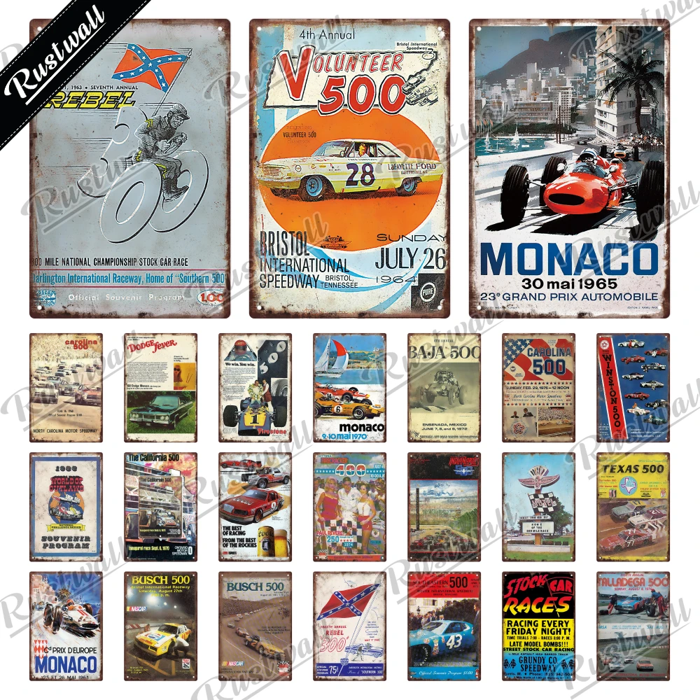 Rust-Wall-Racing-Track-Metal-Sign-Decor-Vintage-Tin-Plaque-Metal-Plate ...