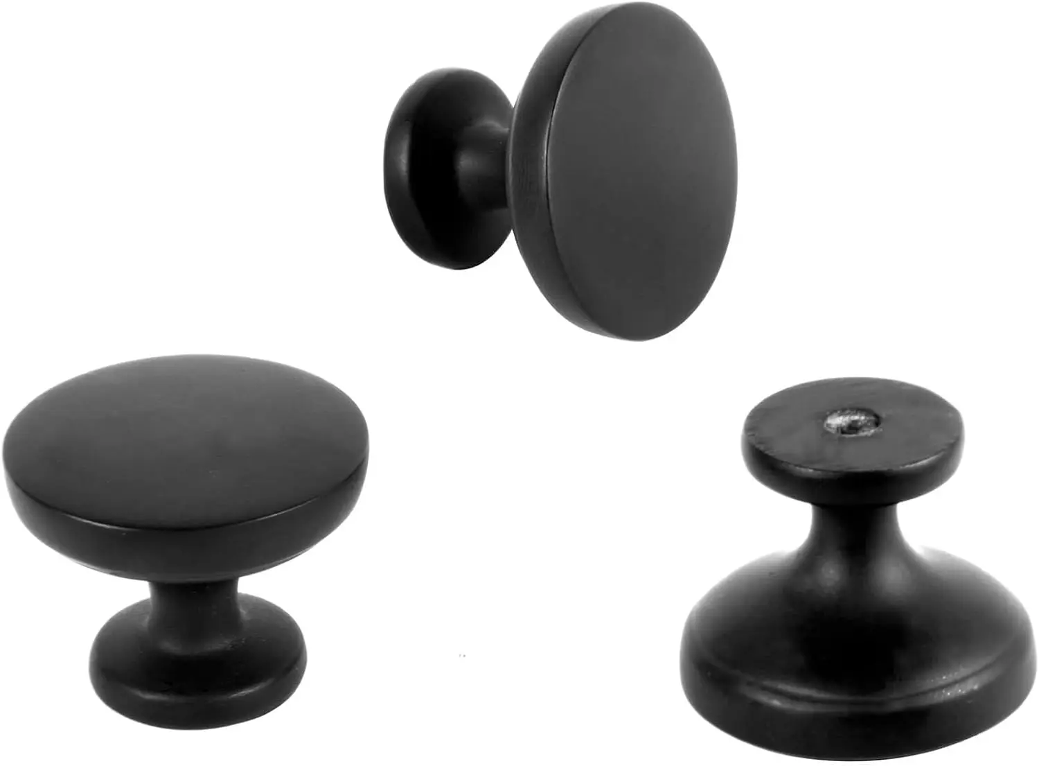 OCG-Matte-Black-Round-10-pack-Cabinet-Knobs-Solid-Drawer-Knobs-1-4-Inch ...