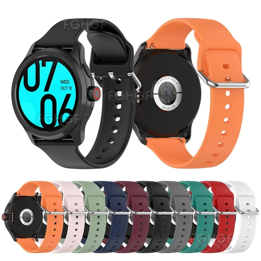 24mm Watchband For TicWatch Pro 5 Enduro Strap Sport Silicone ...