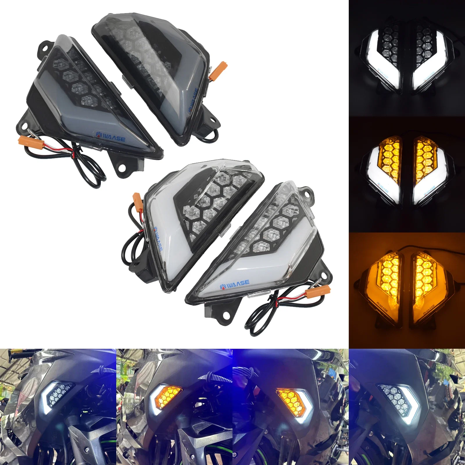 E-Mark LED Front Turn Signal Daytime Running Light For KAWASAKI Ninja ...