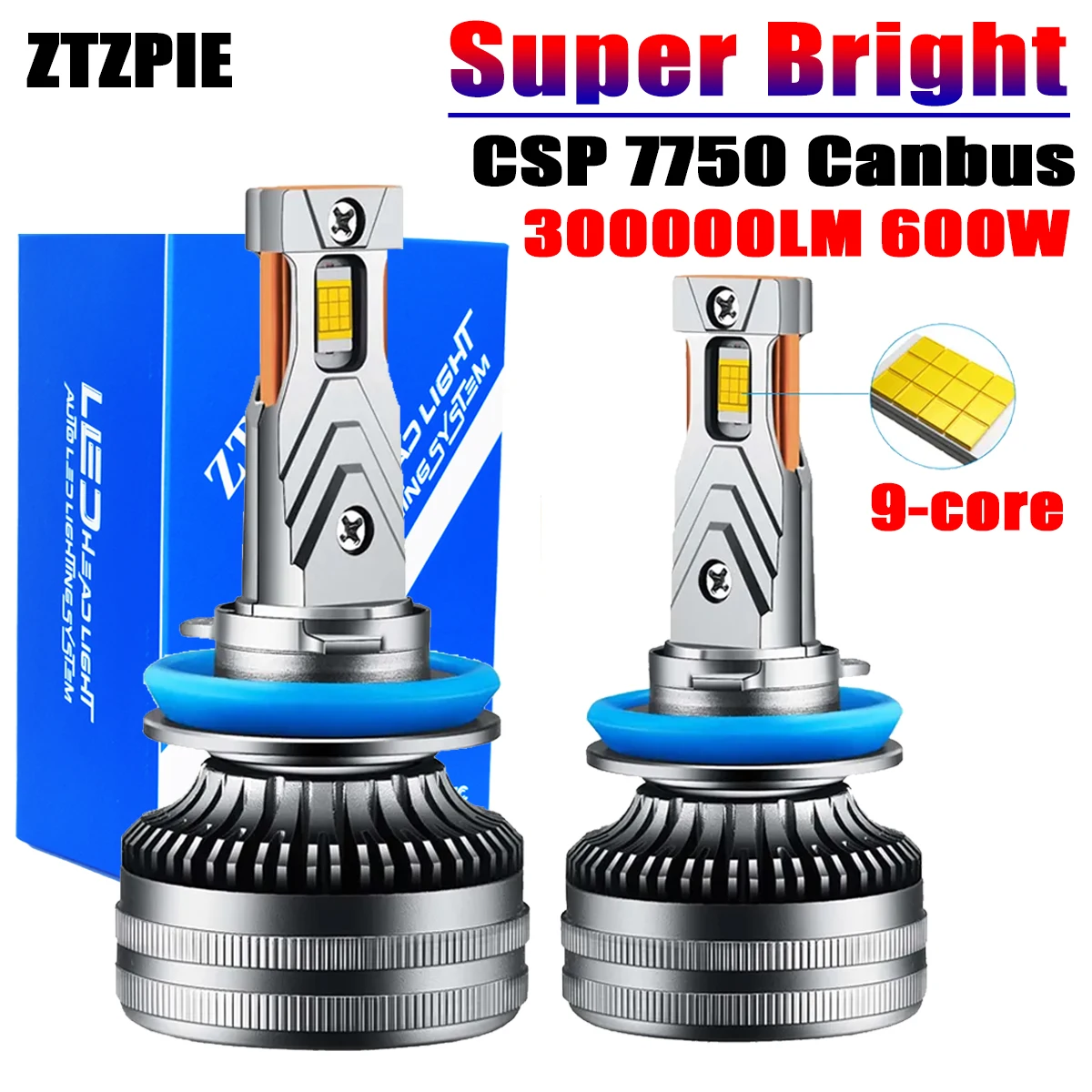 ZTZPIE 6000K HB3 HB4 9005 9006 H1 H7 H4 H11 9012 Bulb Canbus Led Lamp CSP 7750 Power Car ...