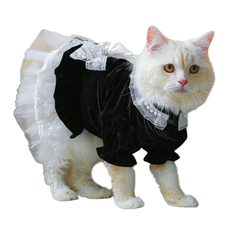 K5DC-Cat-Outfits-for-Cats-Only-Dog-Clothes-Lace-Decors-Dress-Pet ...