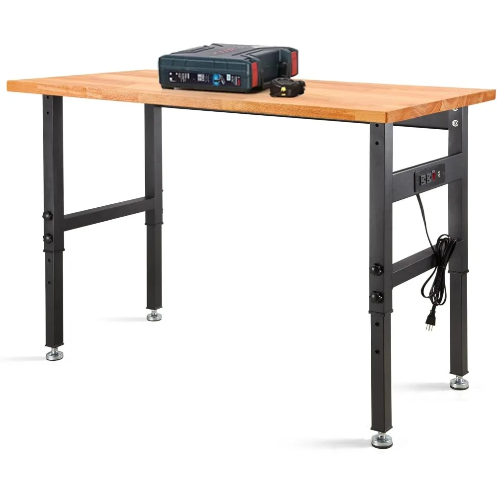 Work-Bench-Height-Adjustable-Workbench-Heavy-Duty-Oak-Wood-Desktop-Work ...