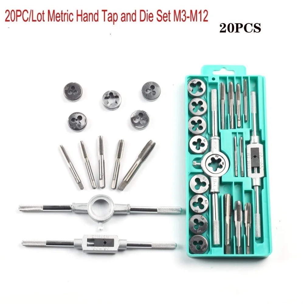 8-12-20Pcs-Tap-And-Die-Set-M3-M12-Male-Thread-Screw-Threading-Tool-Kit ...